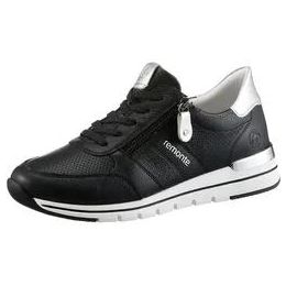 Keilsneaker Remonte, Damen, Gr. 40, silber (nachtblau, silberfarben), Leder, unifarben mit Farbeinsatz, Casual, Schuhe Sneaker, mit gepolstertem Fußbett, Freizeitschuh, Halbschuh, Schnürschuh