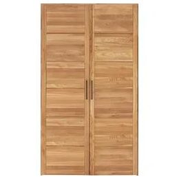 Kleiderschrank Home Affaire "Chamara", beige (natur), B:124cm H:218cm T:65cm, Schr&auml;nke, Kleiderschrank, aus massivem Eichenholz, in unterschiedlichen Breiten, H&ouml;he 218 cm