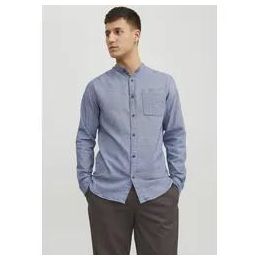 Jack & Jones Langarmhemd JACK & JONES "JJEBAND MELANGE SHIRT LS SN", Herren, Gr. S, primary_ausgabeGroessentyp, blau (faded denim), Web, Obermaterial: 100% Baumwolle, unifarben, Modisch, comfort fit, Ärmel mit Ärmelschlitz 2-Knopf-Manschette, Hemden