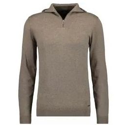 Rundhalspullover Ragman, Herren, Gr. 56, braun (camel), 95% Baumwolle 5% Kaschmir, hoch geschlossener Ausschnitt, Pullover