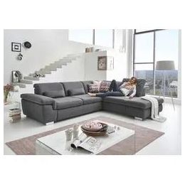 Ecksofa DIE PLANBAR "MP-IN17041 L-Form", grau, B:320cm H:85cm T:260cm, 100% Polyester, Sofas, Sitztiefenverstellung, optional mit Kopfteilverstellung & Bettfunktion
