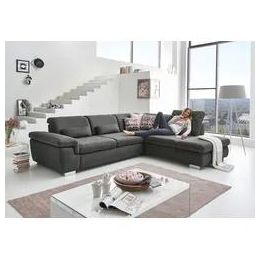 Ecksofa DIE PLANBAR "MP-IN17041 L-Form", grau (anthrazit), B:320cm H:85cm T:260cm, 100% Polyester, Sofas, Sitztiefenverstellung, optional mit Kopfteilverstellung & Bettfunktion