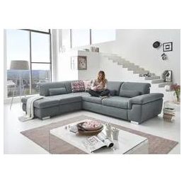 Ecksofa DIE PLANBAR "MP-IN17041 L-Form", grau (steel), B:320cm H:85cm T:260cm, 100% Polyester, Sofas, Sitztiefenverstellung, optional mit Kopfteilverstellung & Bettfunktion