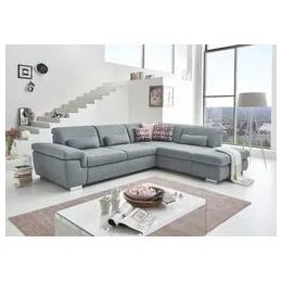 Ecksofa DIE PLANBAR "MP-IN17041 L-Form", grau (steel), B:320cm H:85cm T:260cm, 100% Polyester, Sofas, Sitztiefenverstellung, optional mit Kopfteilverstellung & Bettfunktion