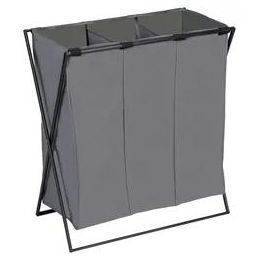 Wäschesortierer Wenko "Trio XL", grau (grau, schwarz), B:69cm H:76cm T:37cm, Polyester, Wäschesammler, 145 Liter Fassungsvermögen