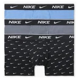 Trunk Nike UNDERWEAR "TRUNK 3PK", Herren, Gr. XL/52, grau (swoosh print, grau, u), Jersey, Obermaterial: 95% Baumwolle, 5% Elasthan, bedruckt, unifarben, körpernah, Unterhosen, mit Logo-Elastikbund