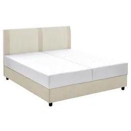 Boxbett "Borgholm", beige, B:181cm L:212cm, ATLANTIC HOME COLLECTION, Komplettbetten, mit Taschen-Federkernmatratze, Bettkasten und Absetzung im Kopteil