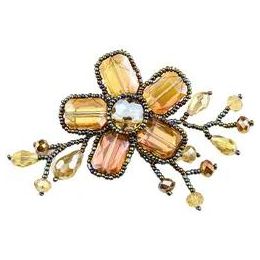 Brosche "Blumenranke", Damen, braun, Glas, Collezione Alessandro, Broschen, in Blumenform