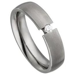 Fingerring Jobo "Ring mit Diamant 0,05 ct." Gr. 56, grau (titanfarben), Fingerringe, Damen, 56, SI = kleine Einschlüsse, Diamanten-Titan, Diamanten, Titan, Titan