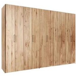 Faltt&uuml;renschrank Home Affaire "Chamara", beige (natur), B:307cm H:218cm T:65cm, Schr&auml;nke, Kleiderschrank Dreht&uuml;renschrank, in unterschiedlichen Schrankbreiten erh&auml;ltlich, massives Eichenholz