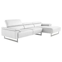 Ecksofa Egoitaliano "Malika, edel und bequem, Designsofa mit hochwertigen Bezügen, L-Form", weiß, B:287cm H:94cm T:165cm, Leder »BULL« (echtes Rindsleder). Geschliffenes, pigmentiertes und behandeltes Rindsleder mit einer Dicke von 1, 3-1, 5 mm. Dieses Leder zeigt eine ziemlich weiche Hand mit einem halb undurchsichtigen Aussehen. Es handelt sich um ein geschütztes Leder. Eine leichte Deckschicht 