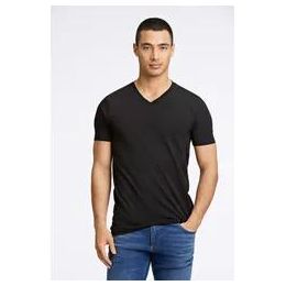 T-Shirt LINDBERGH, Herren, Gr. L, schwarz, Single Jersey, Obermaterial: 95% Baumwolle, 5% Elasthan, unifarben, Casual, slim fit normal, V-Ausschnitt, Shirts, mit V-Ausschnitt