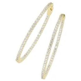 Paar Creolen "mit funkelnden Zirkonia Steinen, gelb vergoldet, Silber 925", gold, Giorgio Martello MILANO, Ohrringe, Damen, Silber 925 (Sterlingsilber)