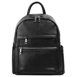 Cityrucksack Samantha Look, Gr. B/H/T: 24cm x 30cm x 9cm, onesize, schwarz, Leder, Rindsleder, Rucksäcke, echt Leder, Made in Italy