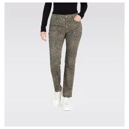 5-Pocket-Hose MAC "DREAM-LEO", Damen, Gr. 34, Länge 32, braun (light shadow leo), Web, Obermaterial: 88% Baumwolle, 8% Elastomultiester, 4% Elasthan, slim fit lang, Hosen, Slim fit in hochelastischer Qualität