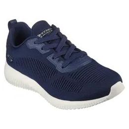 Sneaker Skechers "BOBS SQUAD - TOUGH TALK", Damen, Gr. 36, blau (navy), Textil, sportlich, Schuhe, Schnürschuh, Freizeitschuh, Trainingsschuh in Strick-Optik, Topseller