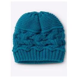 Strickmütze Casual Looks, Damen, blau (petrol), Kunstfaser, Mützen