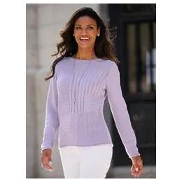 Strickpullover Classic Basics "Langarm-Pullover", Damen, Gr. 44, lila (flieder), 100% Baumwolle, unifarben, Pullover