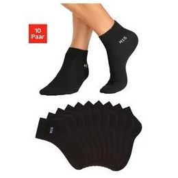 H.I.S. Kurzsocken H.I.S, Herren, Gr. 39-42, schwarz (10x schwarz), Baumwollmischung, unifarben, elastisch, Socken, mit farbigem Innenbund