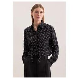 Schluppenbluse Seidensticker, Damen, Gr. L40, schwarz, 100% Viskose, gemustert, gepunktet, regular fit, ohne Ausschnitt, Blusen, 1/1 Druck