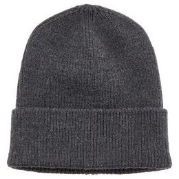 Strickmütze Lascana "Beanie", Damen, grau (anthrazit), Kunstfaser, unifarben, Basic, Mützen, mit Umschlag, Wintermütze, Herbstmütze, Mütze, Feinstrick
