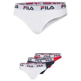 Brasilslip Fila "WOMAN BRAZILIAN SLIP", Damen, Gr. S, bunt (weiß navy rot), Obermaterial: 95% Baumwolle, 5% Elasthan, unifarben, körpernah, Unterhosen, mit elastischem Logobund