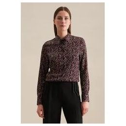 Hemdbluse Seidensticker "Schwarze Rose", Damen, Gr. XL42, schwarz, 100% Viskose, gemustert, regular fit, ohne Ausschnitt, Blusen, Langarm Kragen Druck