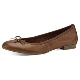 Ballerina Tamaris, Damen, Gr. 37 (4,5), braun, Leder, klassisch, Schuhe, Flats, Slipper, Businessschuh mit dekorativer Schleife
