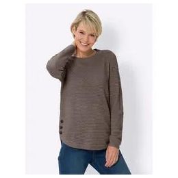 Strickpullover Classic Basics "Langarm-Pullover", Damen, Gr. 46, grau (dunkeltaupe), 100% Polyacryl, unifarben, Pullover