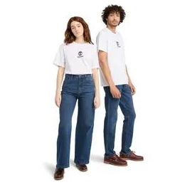 T-Shirt Timberland "Print Stack Logo Short Sleeve Tee", Herren, Gr. S, weiß, Single Jersey, Obermaterial: 100% Baumwolle, unifarben, Sportlich, Rundhals, Shirts, UNISEX