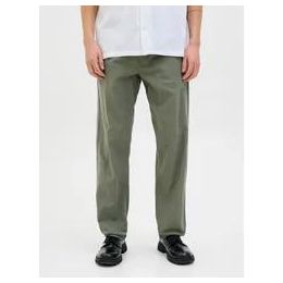 Jack & Jones Stoffhose JACK & JONES "JPSTKANE SUMMER JOGGER SN", Herren, Gr. S, N-Gr, grün (agave grün detail:solid), Web, Obermaterial: 74% Baumwolle, 26% Leinen, unifarben, relaxed fit knöchellang, Hosen, mit Bündchen