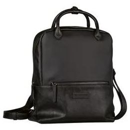 Cityrucksack Tom Tailor "Gia", Gr. B/H/T: 28,5cm x 35cm x 12,5cm, schwarz, Polyurethane, Rucksäcke, Freizeitrucksack Arbeitsrucksack Schulrucksack