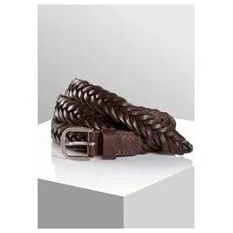 Flechtgürtel Tom Tailor "TTCLAUDETTE", Damen, Gr. 95, braun (dunkelbraun), Rindsleder, unifarben, Casual,Modisch, Gürtel, 2 cm breiter Damengürtel, stufenlos verstellbar, Echtleder