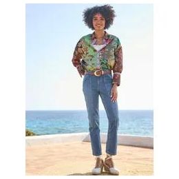 Druckbluse Heine, Damen, Gr. 50, bunt (erdbeere, schilf, bedruckt), 100% Baumwolle, bedruckt, geblümt, gemustert, mehrfarbig, Blusen