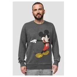 Sweatshirt Recovered "Disney Pointing Mickey", Herren, Gr. S, grau, 100% Baumwolle, bedruckt, normal, Rundhals, Sweatshirts, im zeitlosen Design