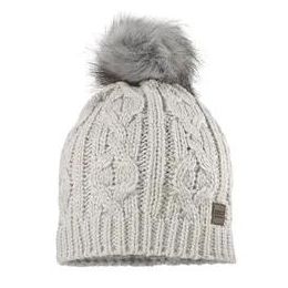 Strickmütze MaxiMo, Baby, Gr. 51, grau, Strick, Materialmix, Zopfmuster, unifarben, Mützen, mit Zopfstrickmuster und FakeFur Bommel