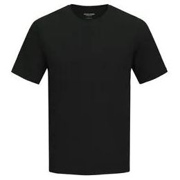 Jack & Jones Rundhalsshirt JACK & JONES "JJEPERFECT TEE O-NECK SS SN", Herren, Gr. M, schwarz, Jersey, Obermaterial: 95% Baumwolle, 5% Elasthan, unifarben, regular fit taillenbedeckt, Rundhals, gerader Abschluss, Shirts, mit Rundhalsausschnitt
