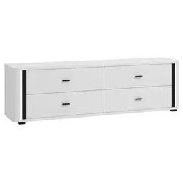 TV-Bank Inosign "York, TV-Kommode, TV-Schrank, TV-Bank", schwarz (opaque weiß, schwarz), B:176,5cm H:52cm T:40cm, FSC-zertifizierter Holzwerkstoff, Sideboards, mit 4 geräumigen Schubladen, Breite 176,5 cm, wandmontage