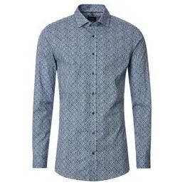 Businesshemd Venti "Venti Businesshemd Print", Herren, Gr. 40, Normalgrößen, blau, 97% Baumwolle, 3% Elasthan, bedruckt, sehr figurbetont, Hemden