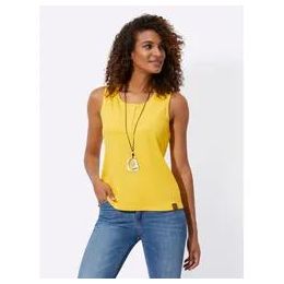 Shirttop Casual Looks, Damen, Gr. 52, gelb (sonnengelb), 95% Baumwolle, 5% Elasthan, unifarben, Rundhals, Tops
