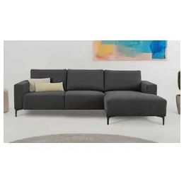 Ecksofa Home Affaire "Tournon, L-Form, Breite 262 cm, Webstoff, Chenille", grau (anthrazit), B:262cm H:85cm T:152cm, 100% Polyester, Sofas, Designsofa im nordischen Stil, Wellenunterfederung, Metallfüße