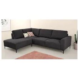 Ecksofa Home Affaire "Tournon, L-Form, Breite 256 cm, Webstoff, Chenille", grau (anthrazit), B:256cm H:85cm T:198cm, 100% Polyester, Sofas, Designsofa im nordischen Stil, Wellenunterfederung, Metallfüße