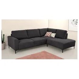 Ecksofa Home Affaire "Tournon, L-Form, Breite 256 cm, Webstoff, Chenille", grau (anthrazit), B:256cm H:85cm T:198cm, 100% Polyester, Sofas, Designsofa im nordischen Stil, Wellenunterfederung, Metallfüße