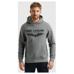 PME-Legend Kapuzensweatshirt PME LEGEND "Hooded soft terry with logo", Herren, Gr. XL, grau (grau melee), Sweatware, Obermaterial: 80% Baumwolle, 20% Polyester, bestickt, Casual, regular fit taillenbedeckt, Rippbündchen, Sweatshirts, mit Logostickerei