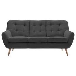 3-Sitzer exxpo - SOFA FASHION "Scandi, bequem, aufwendige Rückenpolsterung für mehr Sitzkomfort", grau (anthrazit), B:187cm H:92cm T:92cm, Sofas, aktuelle Farben in hochwertigen Bezugsqualitäten, Holzfuß