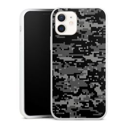 DeinDesign iPhone 12 Handy Silikon Hülle Case weiß Handyhülle Camouflage Tarnmuster Pixel Silikon Case