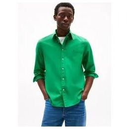 Businesshemd Tommy Hilfiger "FLEX POPLIN SOLID RF SHIRT mit Button-down und Rückenfalte", Herren, Gr. XXL, N-Gr, grün (olympic grün), Popeline, Obermaterial: 100% Baumwolle, regular fit hüftlang, Ärmel mit Ärmelschlitz 1-Knopf-Manschette, Hemden, unifarben, klassisch, regular fit, Baumwolle, Kragen