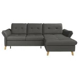 Sit & More Ecksofa SIT & MORE "Göteborg", grau (anthrazit), B:268cm H:90cm T:176cm, Sofas, Sitztiefenverstellung und Federkern, wahlweise mit Bettfunktion