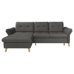 Sit & More Ecksofa SIT & MORE "Göteborg", grau (anthrazit), B:268cm H:90cm T:176cm, Sofas, Sitztiefenverstellung und Federkern, wahlweise mit Bettfunktion