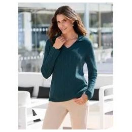 Polokragenpullover Inspirationen "Polopullover", Damen, Gr. 54, blau (petrol), 45% Viskose, 37% Wolle, 15% Polyamid, 3% Kaschmir, unifarben, Pullover